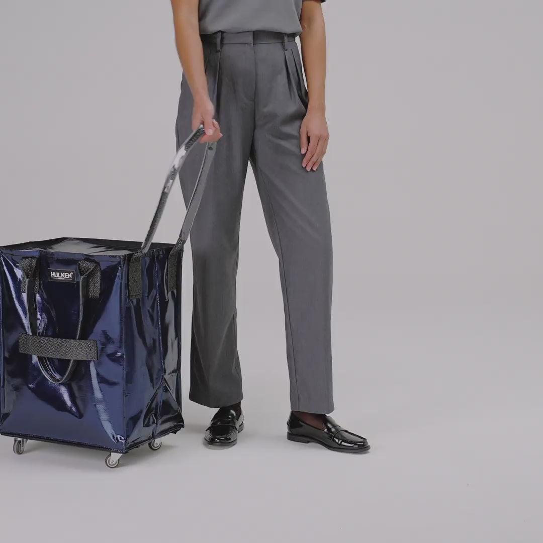 Midnight Blue Tote Bag | Foldable Bag on Wheels – Hulken®